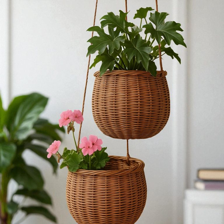 CAPRI-5 Rattan Hanging Basket Planter (Single & Set 2) - Orient HandiCraft