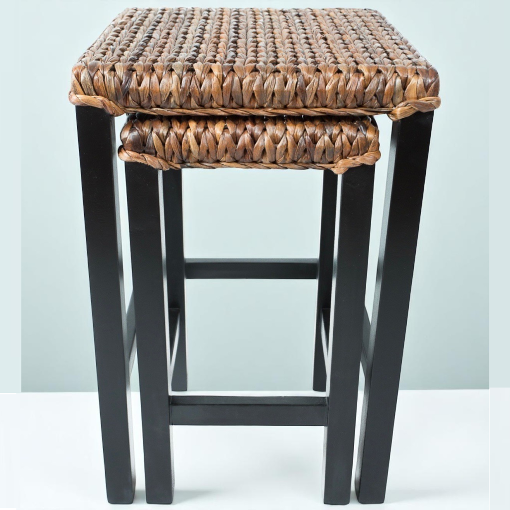 IBIZA-5 Set of 2 Hyacinth-topped Nesting Side Tables - Orient HandiCraft