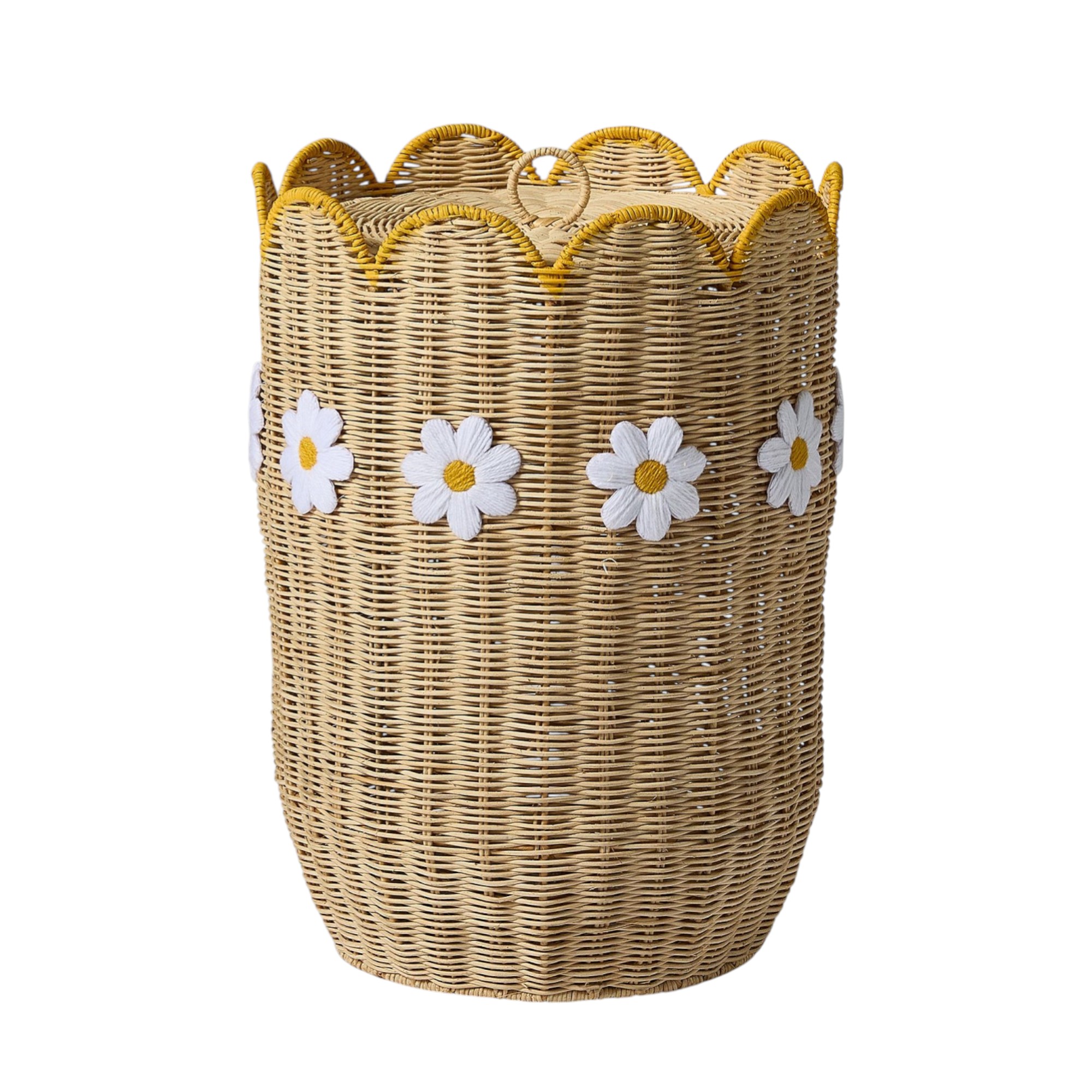 ISLA-5 Rattan Round Daisy Scalloped Hamper - Orient HandiCraft